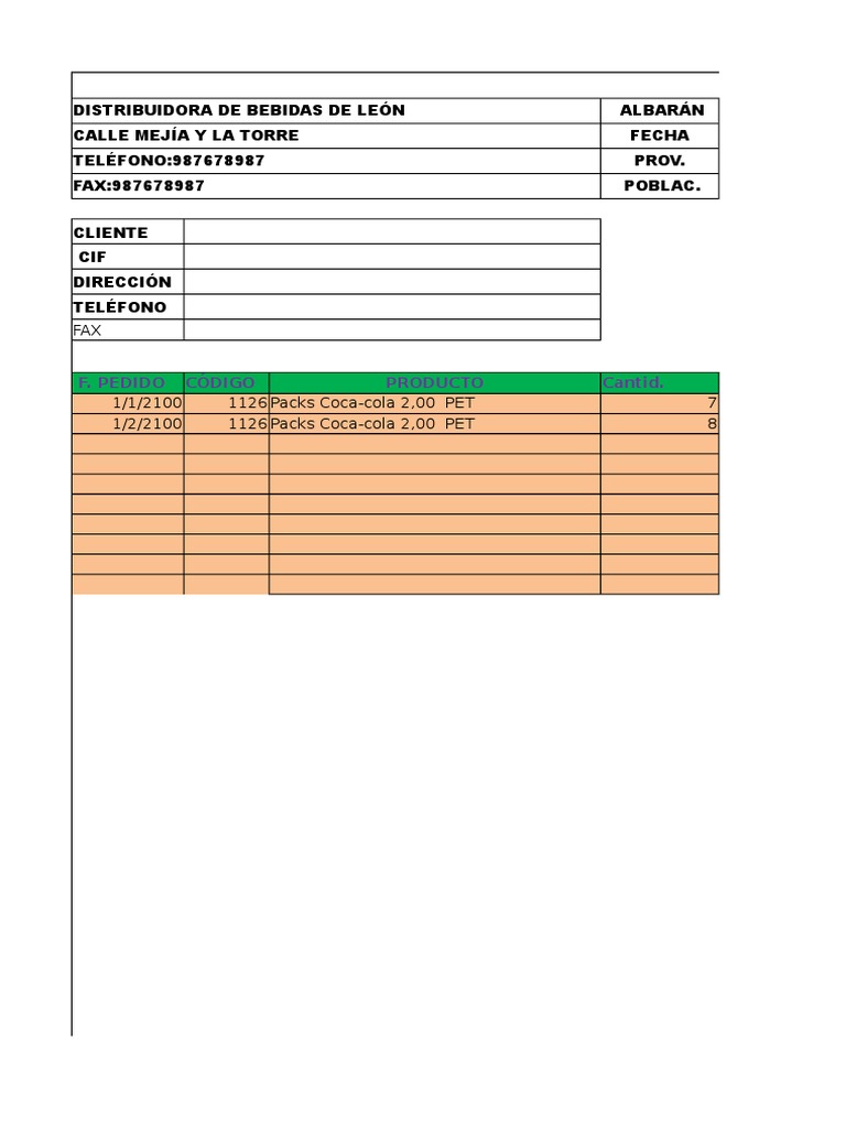 Plantilla de Albarán Definitivo | PDF