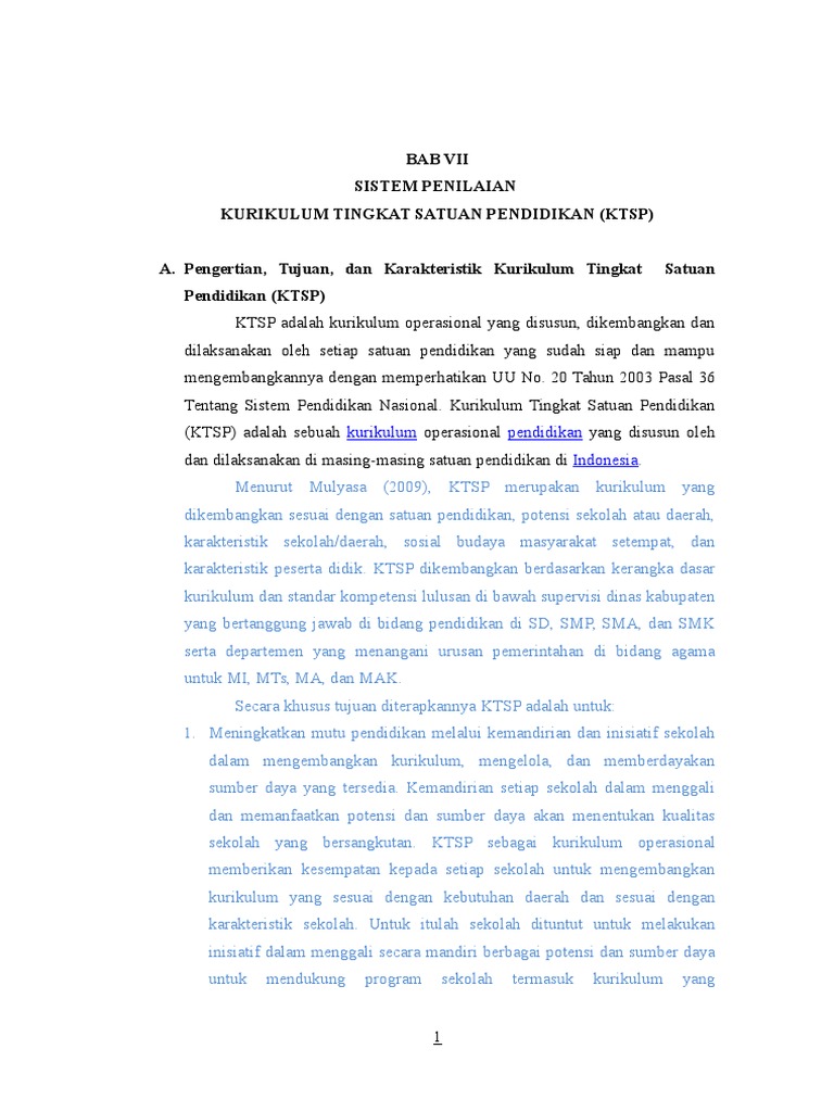 Bab Vii. Sistem Penilaian KTSP Baru | PDF | Karier & Perkembangan | Kesehatan Holistik