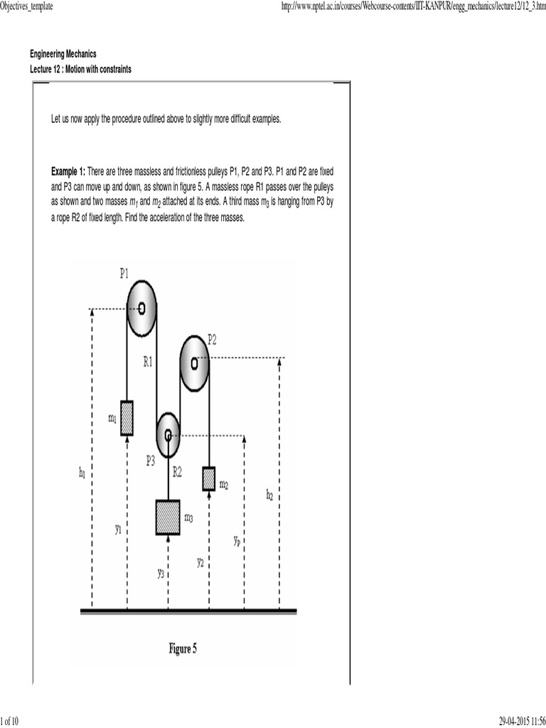 Constraint Motion | PDF | Equations | Tension (Physics)