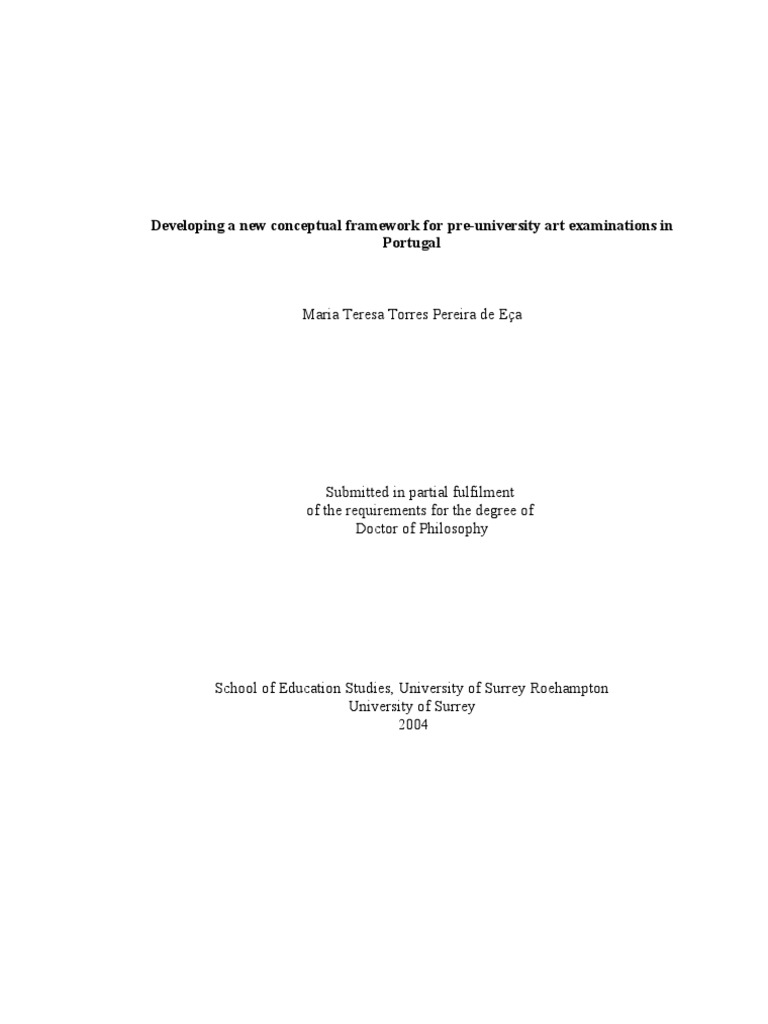 Developing A New Conceptual Framework For Pre-University Art ...