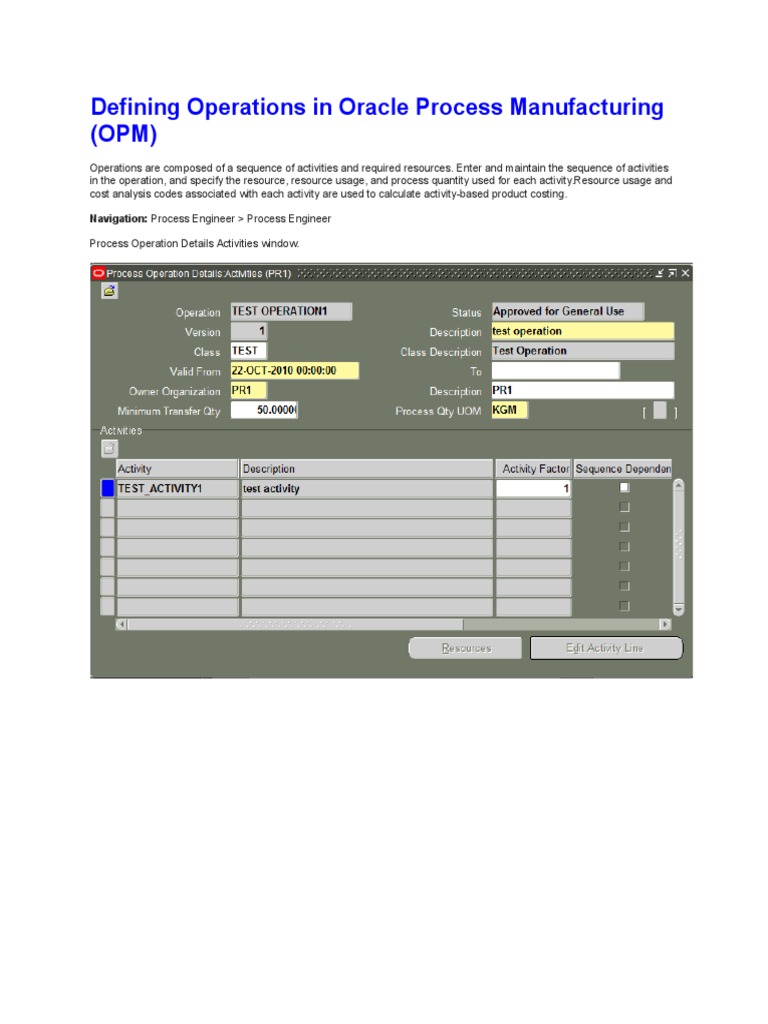 Defining Operations in Oracle Process Manufacturing | PDF | Rounding ...