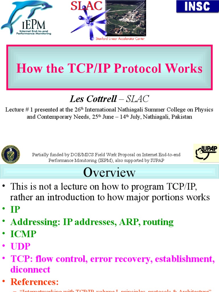 How The TCP/IP Protocol Works: Les Cottrell - SLAC | PDF | Transmission ...