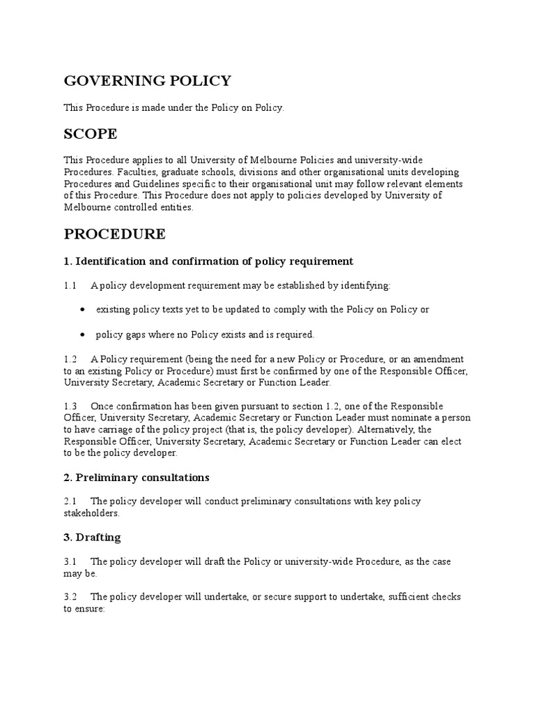 Policy Development and Review Procedure | PDF | Regulatory Compliance ...