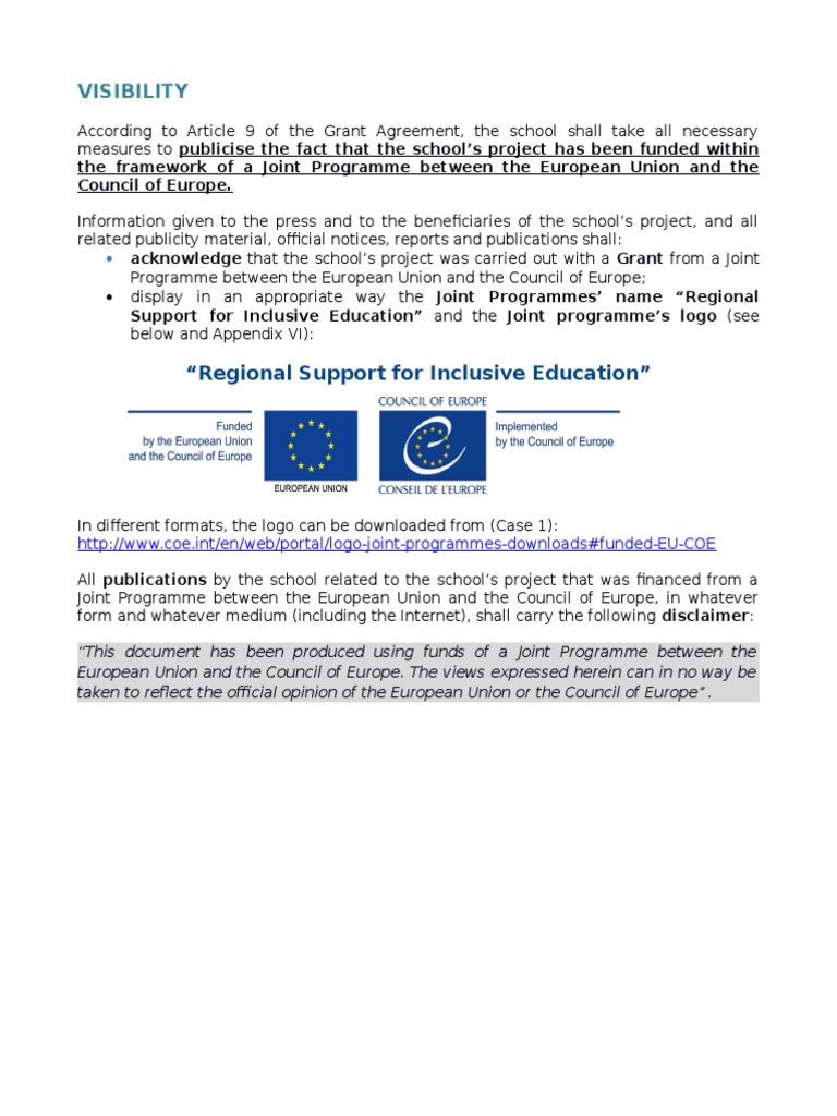EU Council Education Project Visibility | PDF | Business