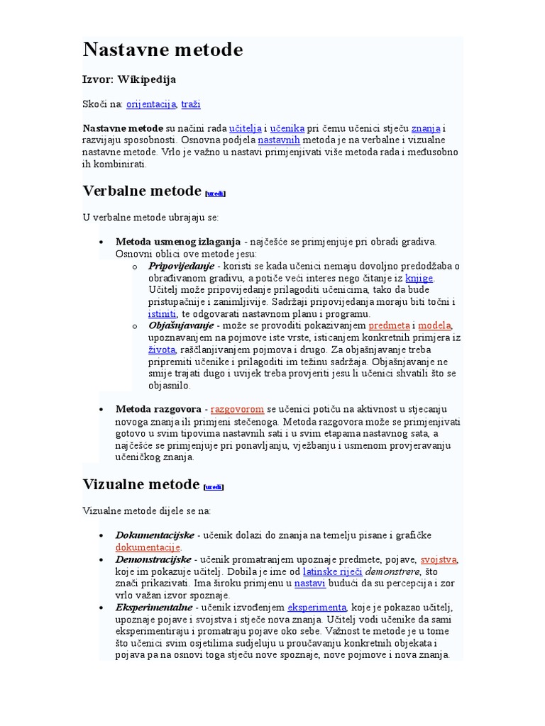 Nastavne Metode | PDF