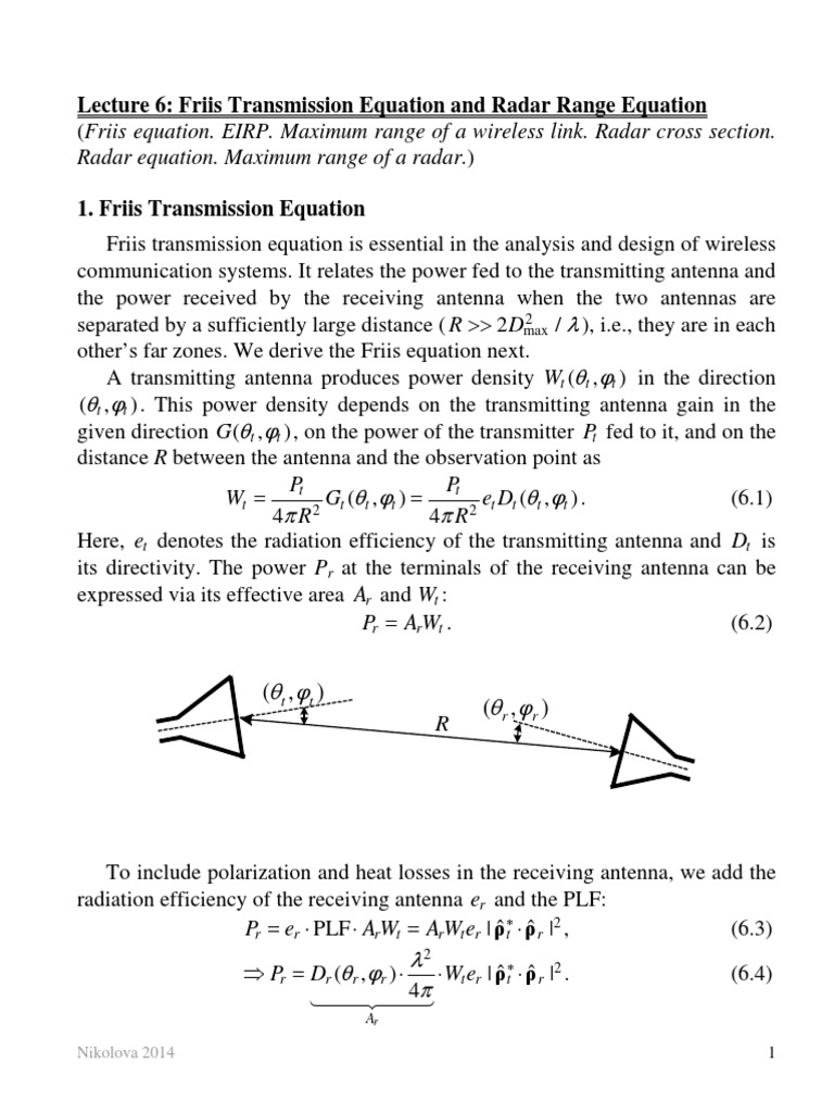 Notes On Friis Equation | Download Free PDF | Antenna (Radio) | Radio ...