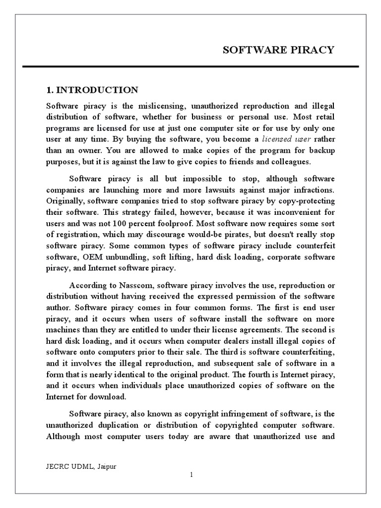 Software Piracy | PDF | Copyright Infringement | Copyright