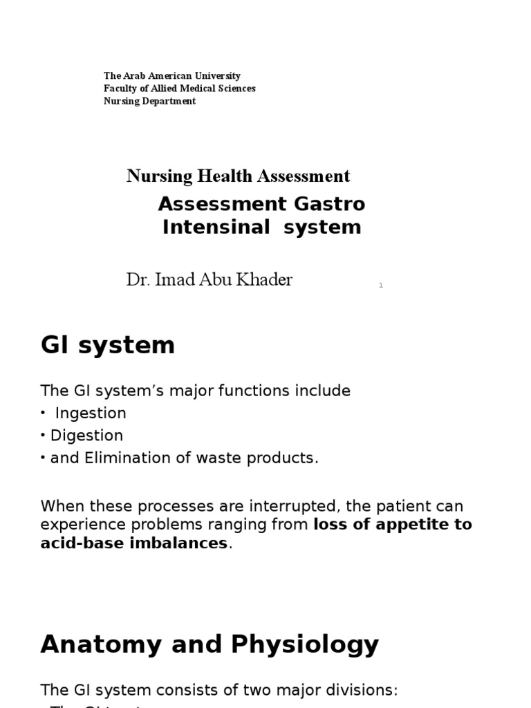 GI Assessment .pptx | Stomach | Gastrointestinal Tract