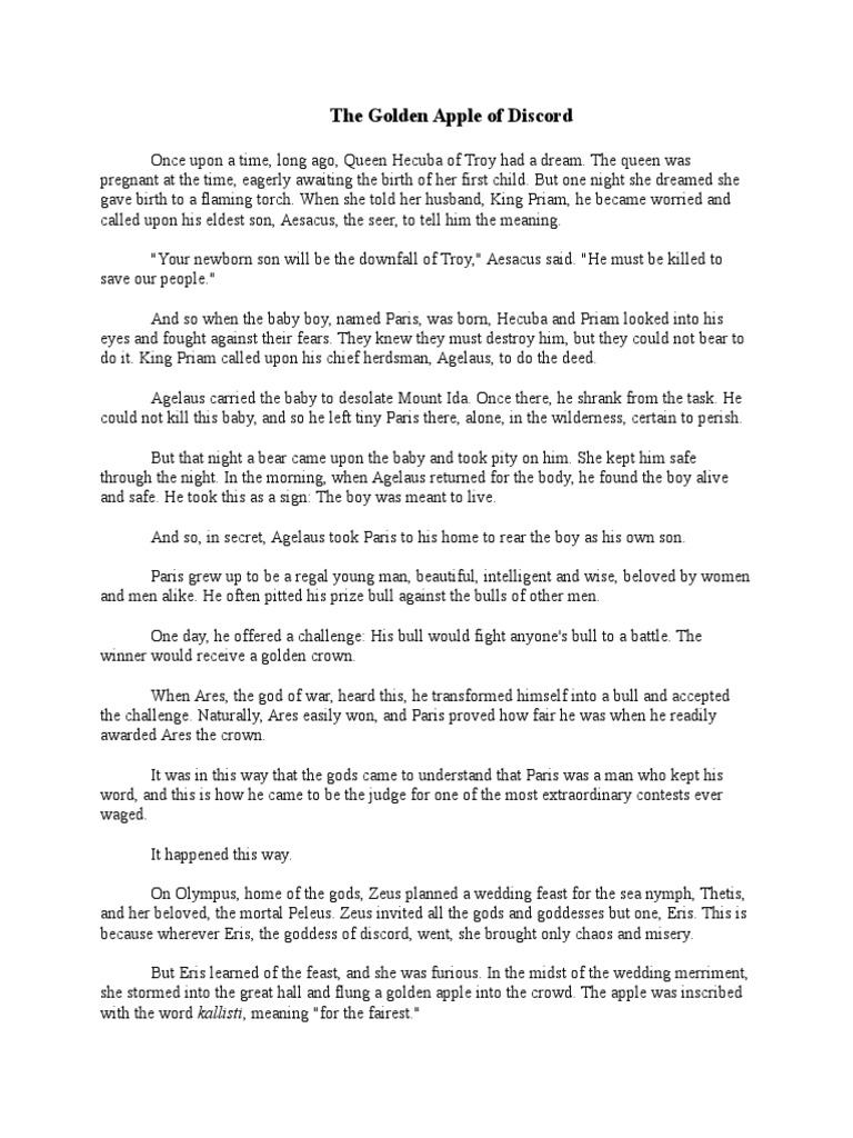 The Golden Apple of Discord Story | Paris (Mythology) | Helen Of Troy