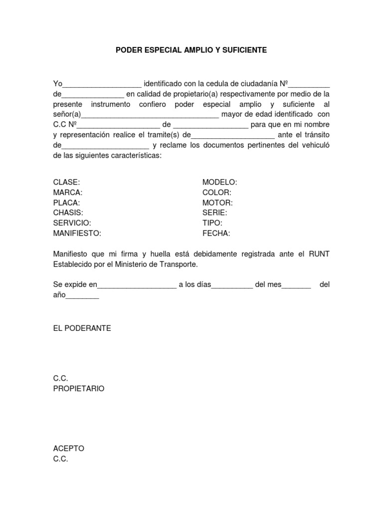 Poder Especial Amplio y Suficiente | PDF