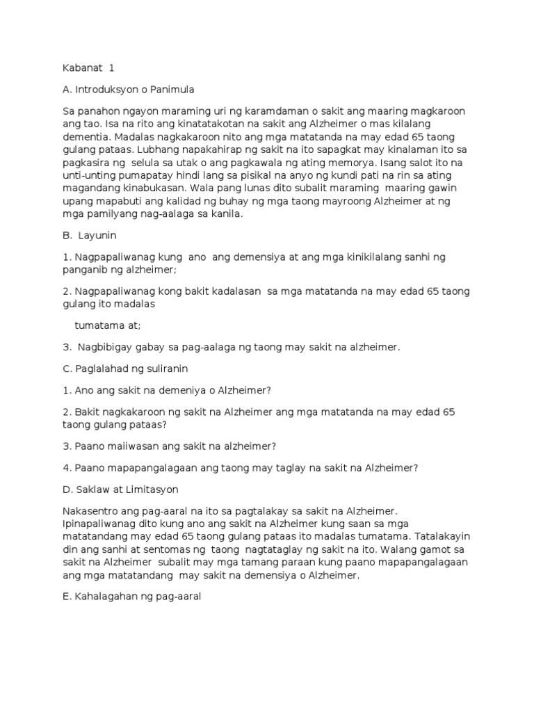 Kabanat 1 A. Introduksyon o Panimula Sa | PDF