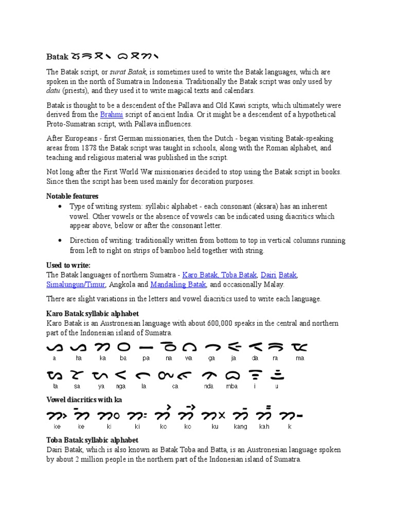 Tentang Aksara Batak | PDF | Writing | Notation