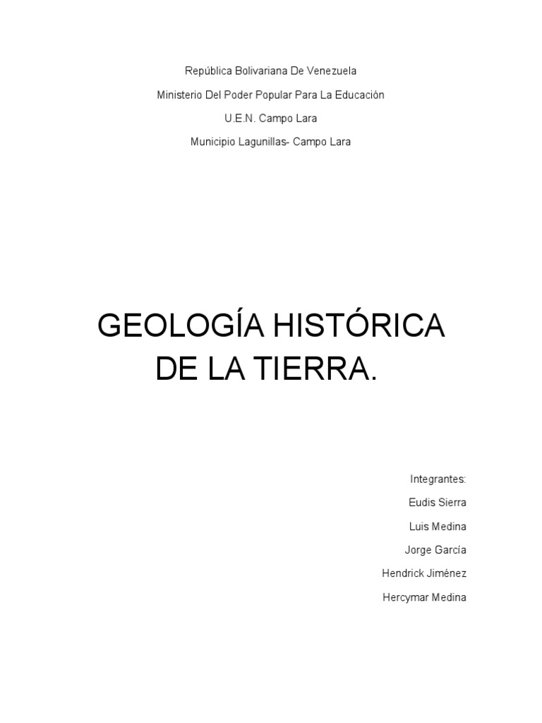 Geologia Historica de La Tierra. | PDF | Estratigrafía | Naturaleza