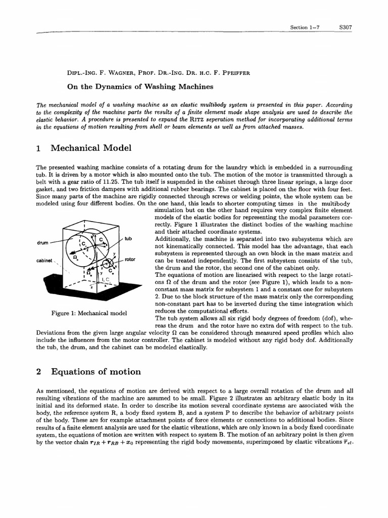 Dynamics of Washing Machines Explained | PDF | Kinematics | Euclidean ...