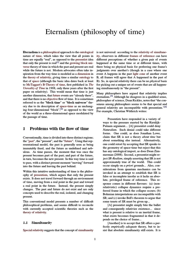 Understanding Eternalism in Time Philosophy | PDF | Philosophical ...