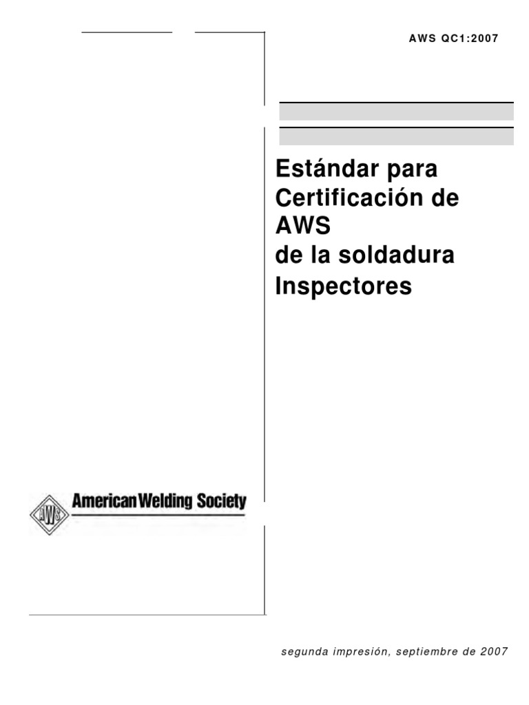 AWS QC1 Español | PDF | Soldadura | Construcción