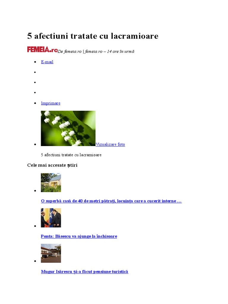 5 Afectiuni Tratate Cu Lacramioare | PDF