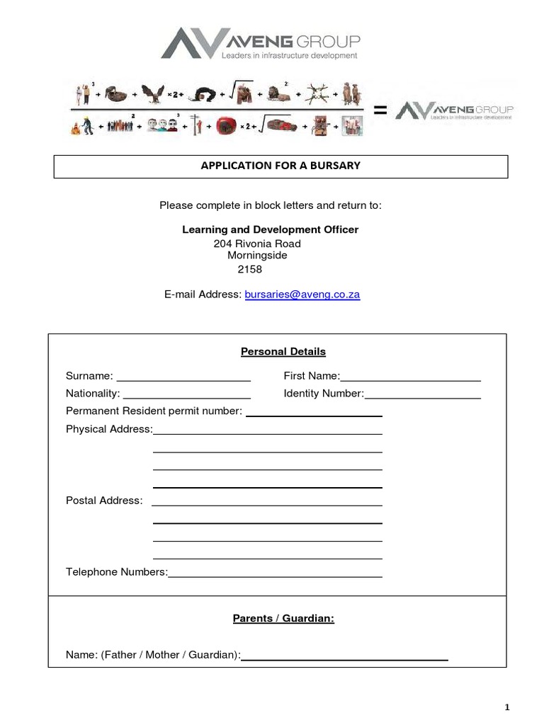 Aveng Bursary Application Form | PDF | Career & Growth | Business