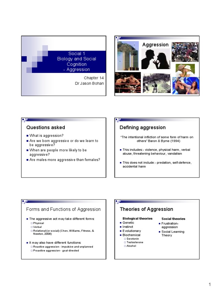 Aggression: Social 1 Biology and Social Cognition - Aggression | PDF ...