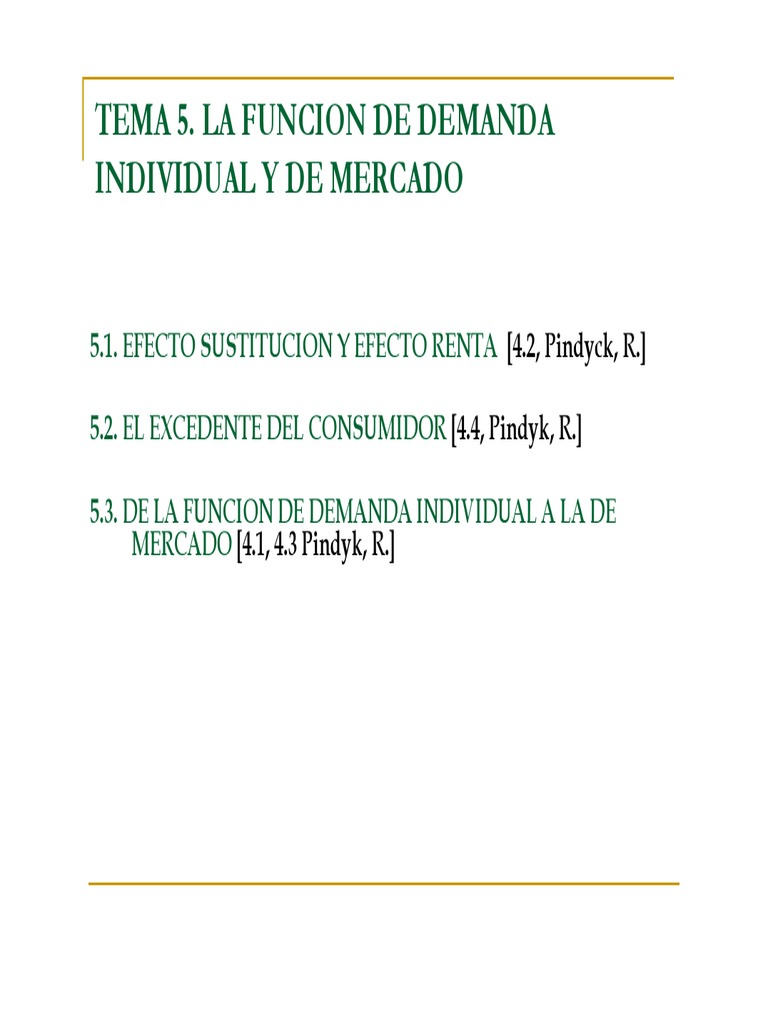 Función de La Demanda Individual y El Mercado | PDF | Curva de demanda ...