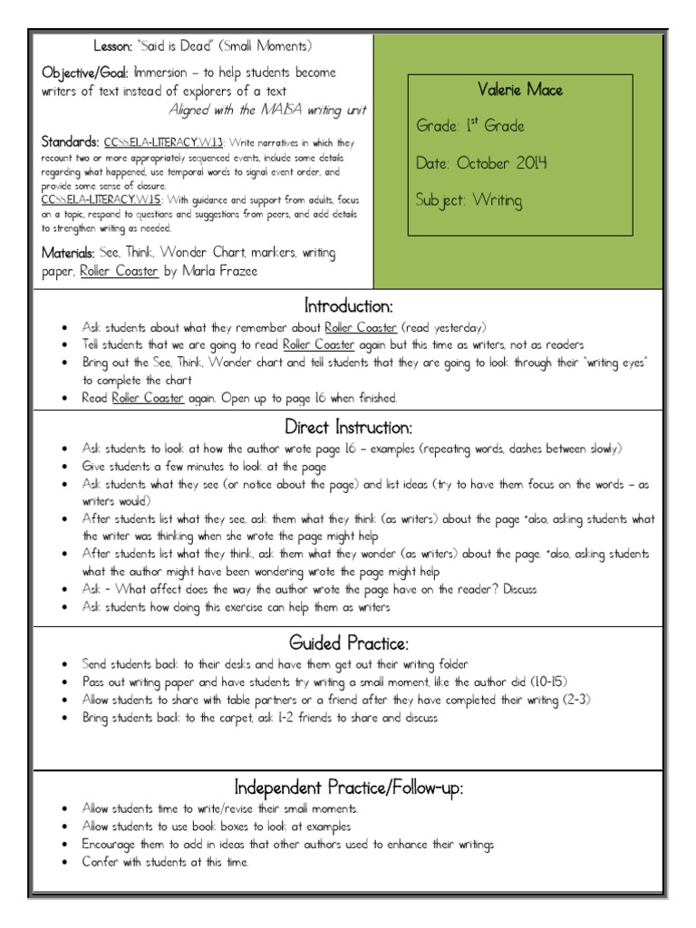 Writing Lessons with Roller Coaster | PDF
