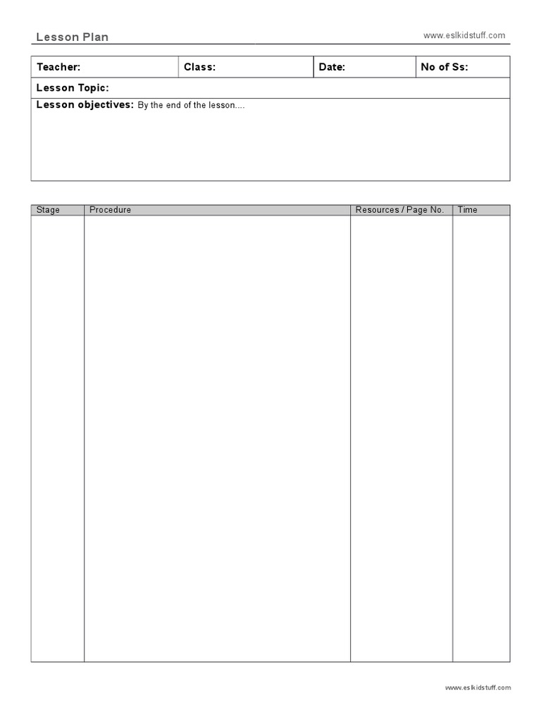 ESL Lesson Plan Template | PDF | Lesson Plan | Semiotics