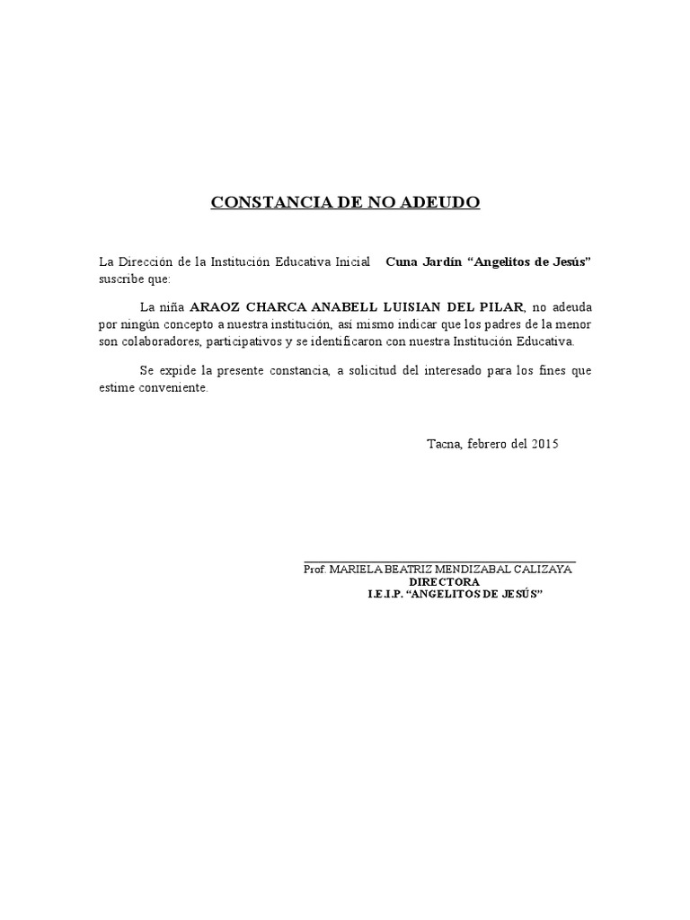 Constancia de No Adeudo | PDF