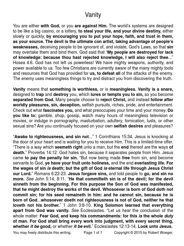 Vanity: You May Freely Distribute This Writing. Page 1 of 1 | PDF ...