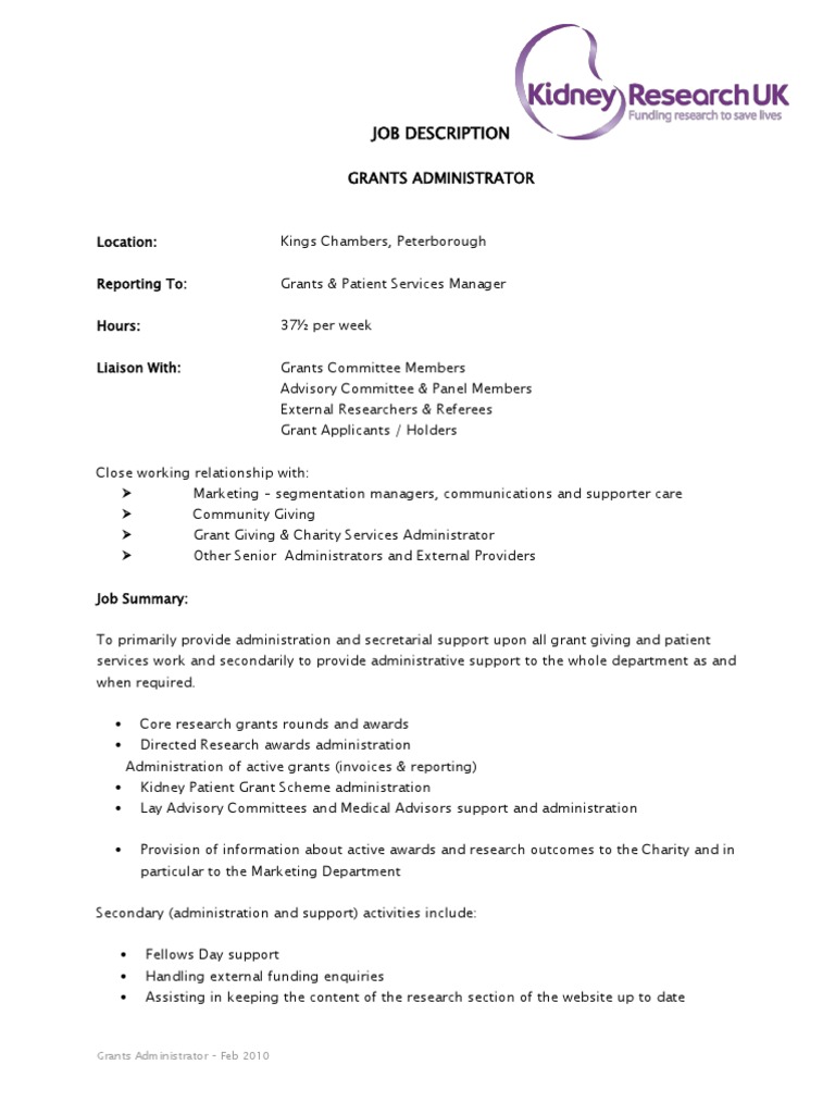 Job Description | PDF | Fundraising | Charitable Organization