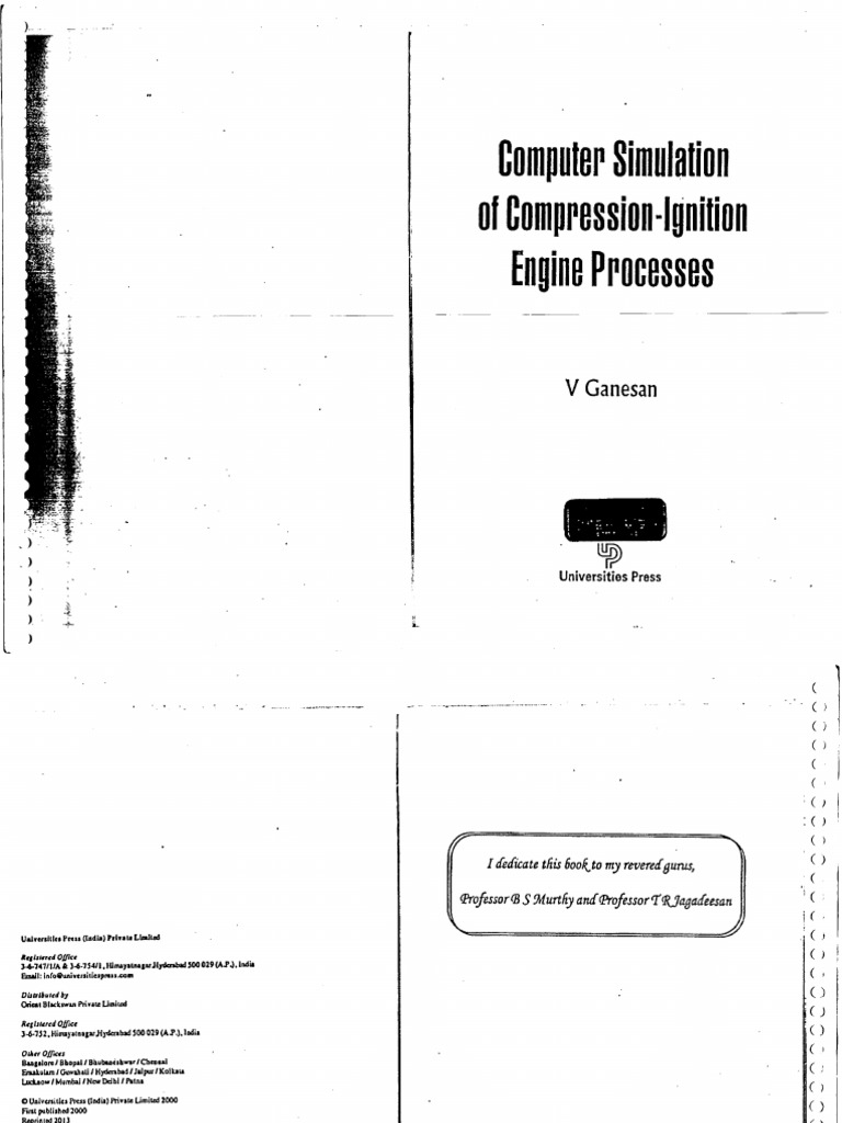 Computer Simulation of Compression-Ignition Engine Processes V Ganesan ...