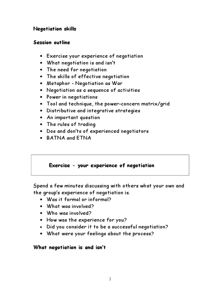 Negotiation Skills | PDF | Bargaining | Negotiation