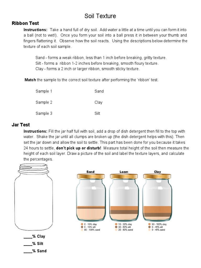 Soil Texture Ribbon & Jar Test Guide | PDF | Home & Garden