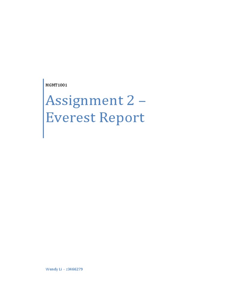Everest Essay Wendy | PDF | Group Cohesiveness | Leadership