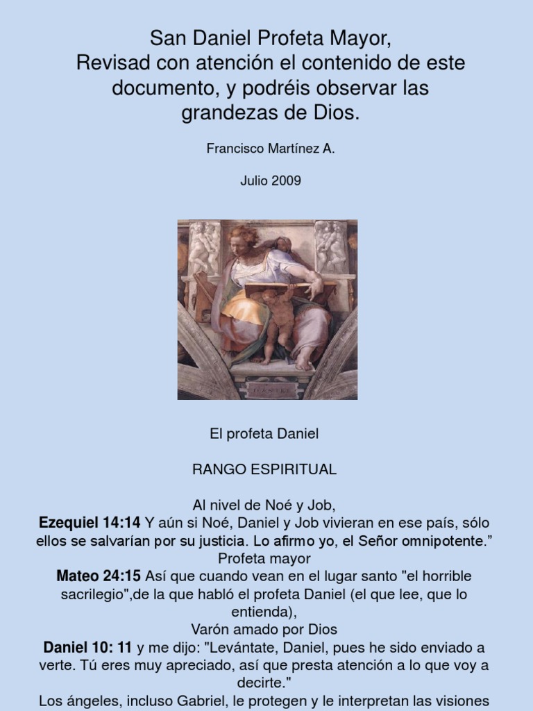 San Daniel: Profeta Mayor y Su Misión | PDF | Daniel (figura bíblica ...