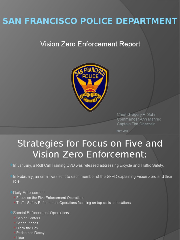 San Francisco Police Department: Vision Zero Enforcement Report | PDF ...