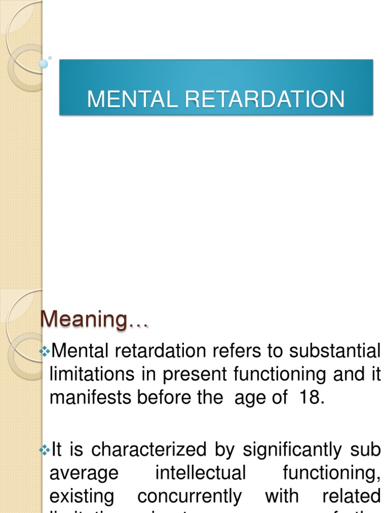 Understanding Mental Retardation Types | PDF | Intellectual Disability ...