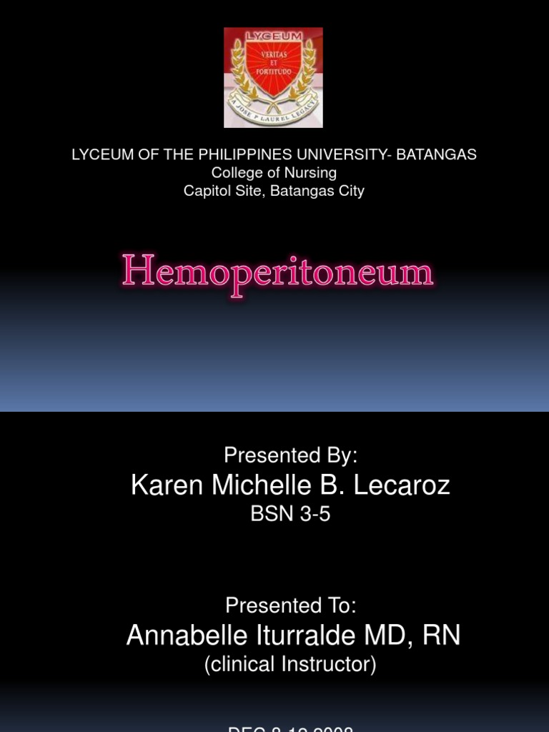 Understanding Hemoperitoneum in Nursing | PDF | Small Intestine ...