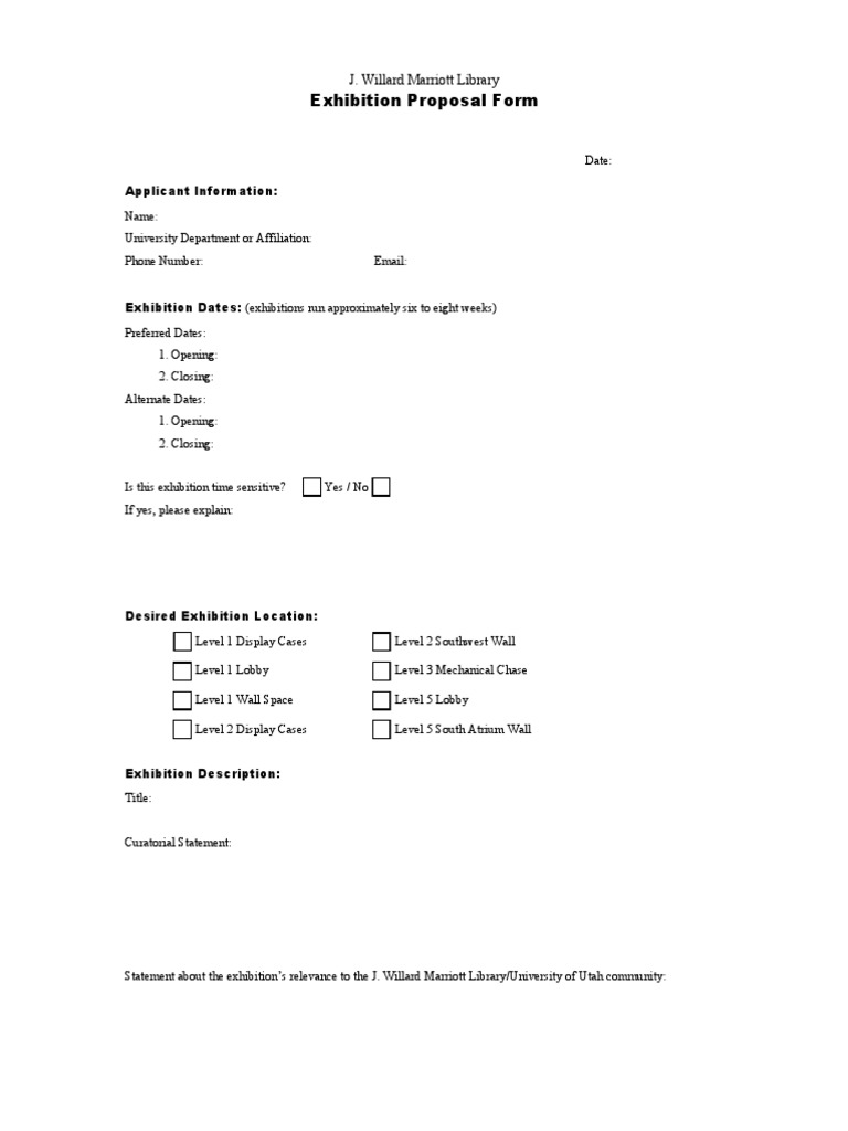 Exhibition Proposal Form PDF | PDF | Libraries | Computing