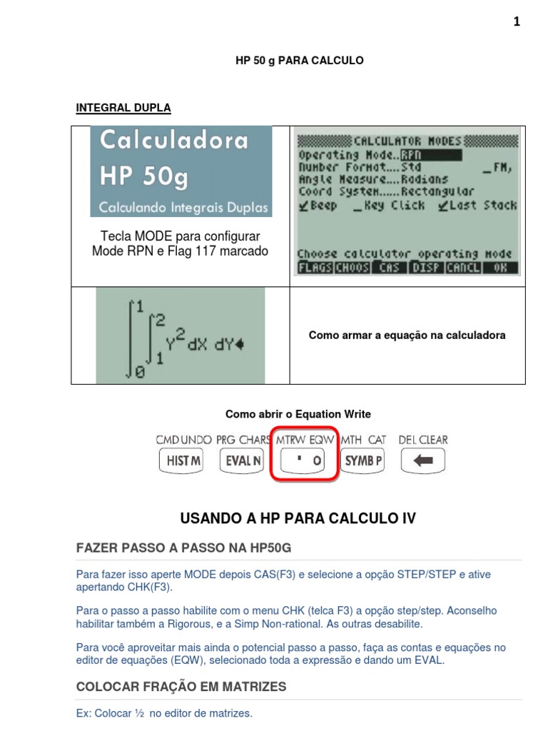 Como Usar A HP-50g para Calculo | PDF | Limite (Matemática) | Equações