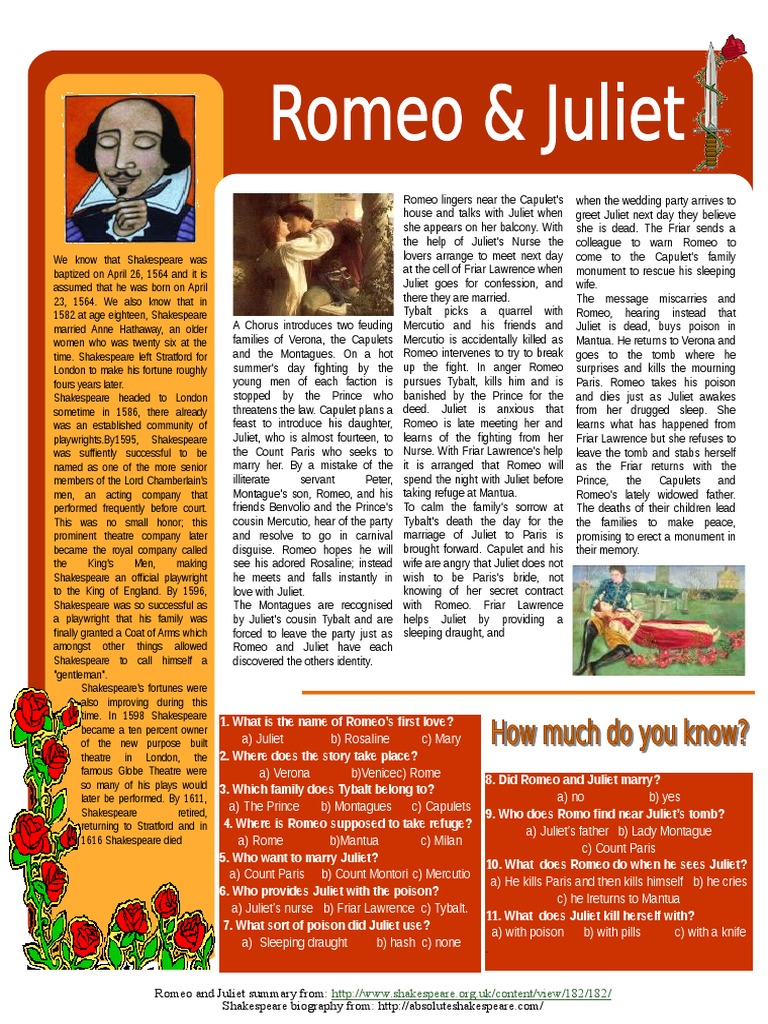 Tragic Fate of Romeo and Juliet | PDF | Theatre Characters | Characters ...
