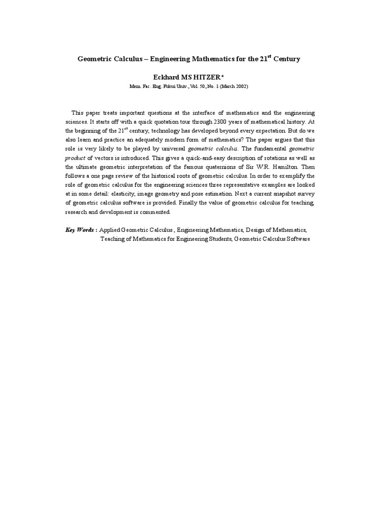Geometric Calculus Pdf Geometry Euclidean Vector