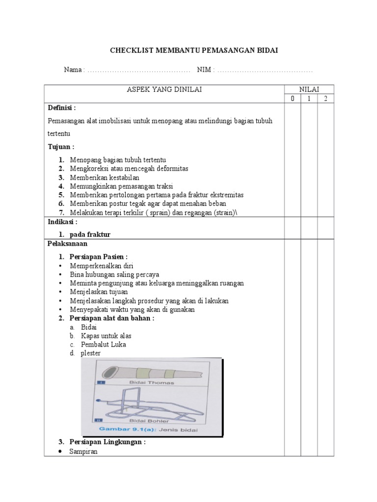 Checklist Membantu Pemasangan Bidai (Splint) | PDF