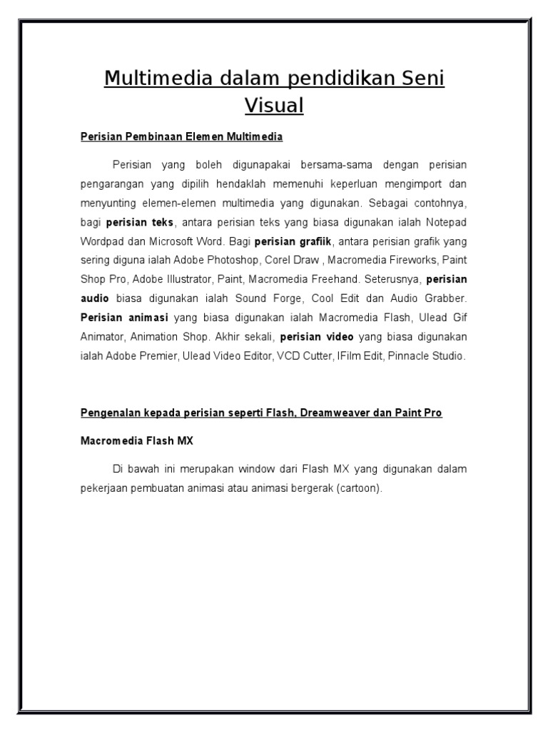 Multimedia Dalam Pendidikan Seni Visual | PDF