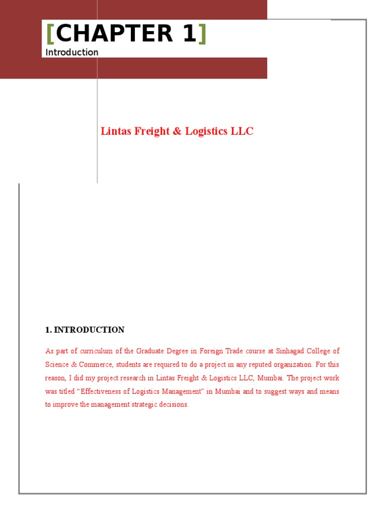 Logistics Project Report | PDF | Containerization | Logistics