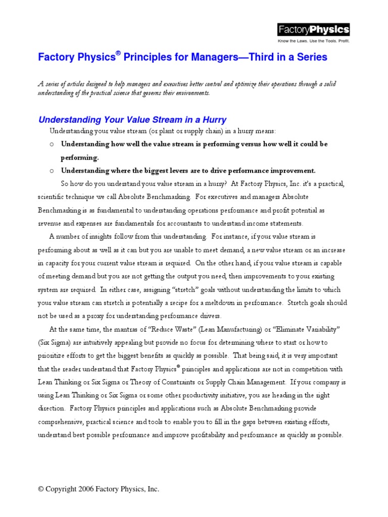 Factory Physics Principles For Managers 3 | PDF | Lean Manufacturing ...