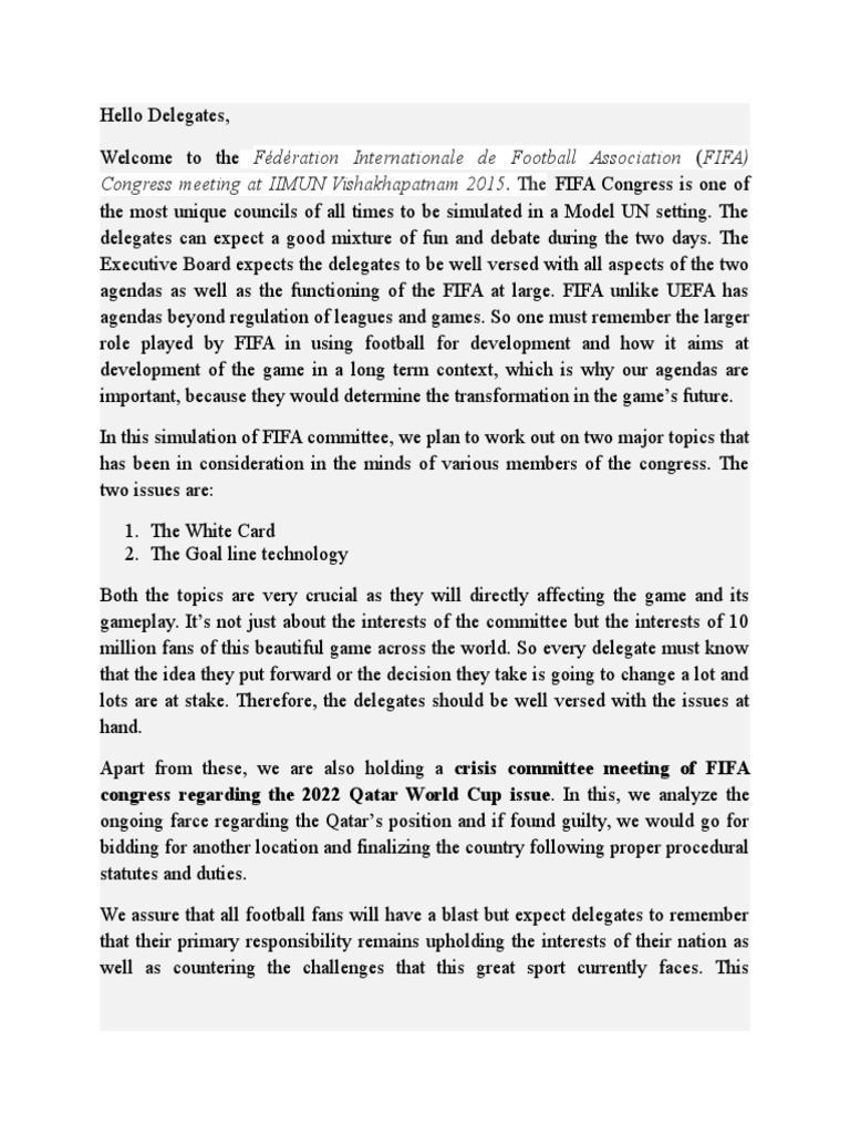 MUN Study Guide | Download Free PDF | Fifa | Association Football