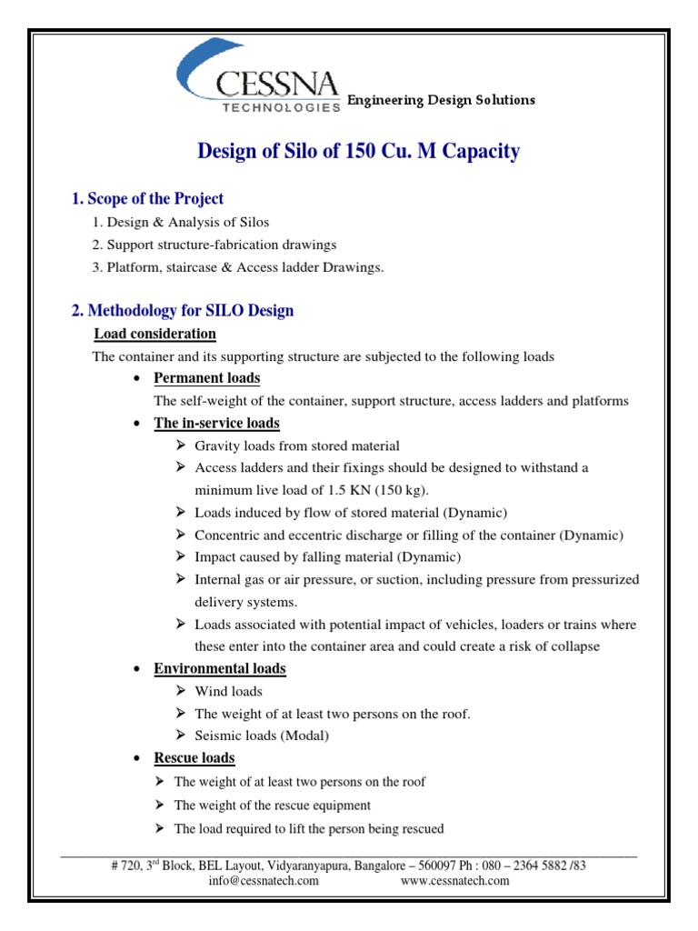 Silo Design and Analysis Report | PDF | Structural Load | Stress ...