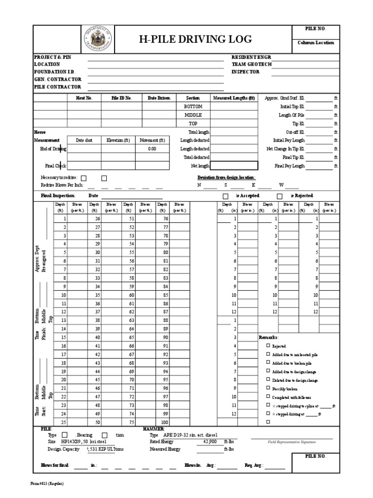 Pile Driving Log | PDF