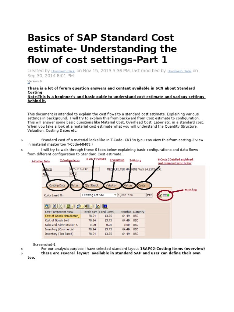 SAP Costing | PDF | Debits And Credits | Valuation (Finance)