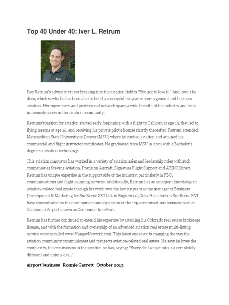 Iver Retrum: Innovating Hangar Network | PDF | Business